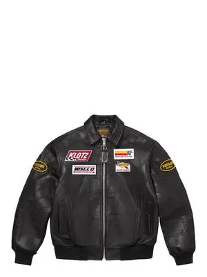 Supreme X Vanson Leathers Spider-man Bomber Jacket - Black
