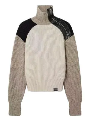 Stella McCartney Zip-panel Ribbed-knit Sweater - Neutrals