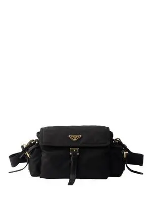 Prada Explore Medium Re-nylon Bag With Flap - Black