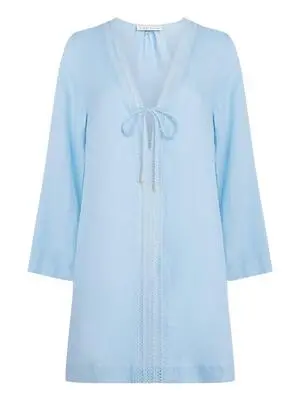 Heidi Klein Linen Kaftan With Tie Detail - Blue
