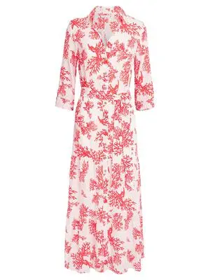 Heidi Klein Silk Maxi Shirt Dress - Red