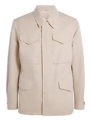 Eleventy Cotton-silk Safari Jacket - Beige