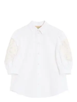 Valentino Garavani Lace-trimmed Cotton Shirt - White