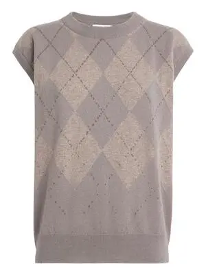 Johnstons Of Elgin Cashmere Argyle Clan Sweater - Brown
