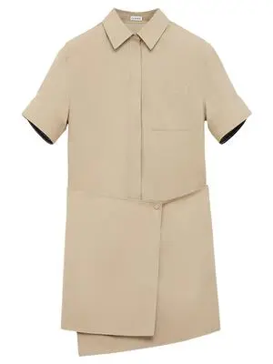 Loewe Cotton-silk Gabardine Midi Shirt Dress - Beige