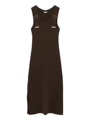 Loewe Ribbed Strap Detail Midi Dress - Brown