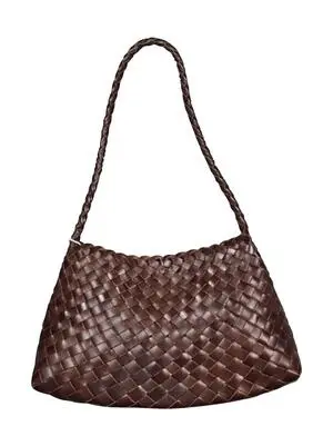 RIMINI Woven Vegan Leather Sling Bag - Brown
