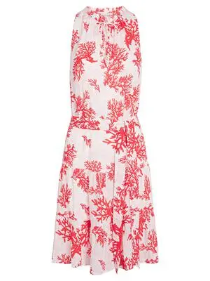 Heidi Klein Scala Tie Mini Dress With Coral Print - Red