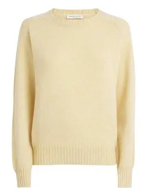Johnstons Of Elgin Pure Lambswool Crew Neck Sweater - Yellow