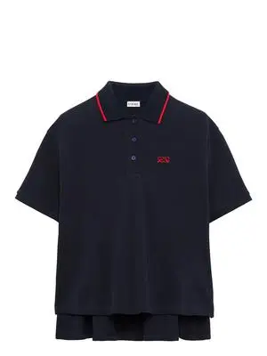 Loewe Stretch-cotton Polo Shirt With Asymmetric Hem - Navy