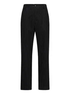 Moncler Tailored Pinstripe Wool Blend Pants - Blue
