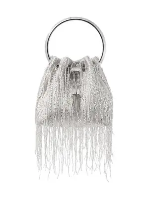 JIMMY CHOO Jimmy Choo Bon Bon Bucket Bag With Silver Braided Fringe Silver/silver