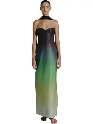 BAOBAB Athena Strapless Maxi Dress With Collar Detail - Forest