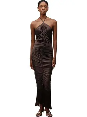 BAOBAB Zoe Maxi Dress With Fringe Detail - Marron