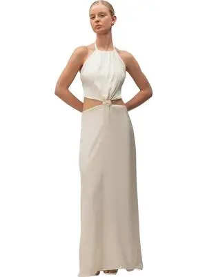 BAOBAB Lexi Halterneck Maxi Dress With Cut-out Detail - Silver