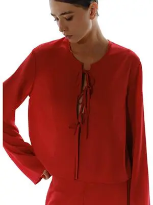 BAOBAB Parma Blouse With Adjustable Front Ties - Fire Red