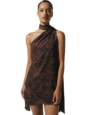 BAOBAB Lana Mini Dress With Asymmetrical Hem And Flowing Scarf Detail - Wilde