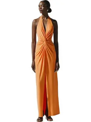 BAOBAB Eleonora Maxi Dress With V-neck And Open Back - Caqui