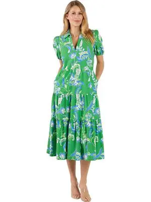 Jude Connally Portia Tiered Midi Dress - Feathered Floral Grass