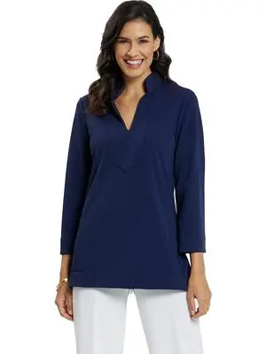 Jude Connally Jude Connally Long-Sleeve Tunic Top With Side Vents Navy