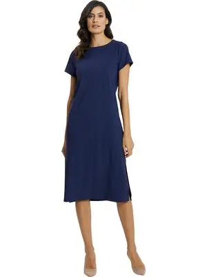 Jude Connally Ella Midi Dress Lightweight Jude Cloth - Navy