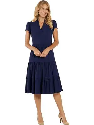 Jude Connally Libby Midi Dress In Navy Lightweight Jude Cloth Navy