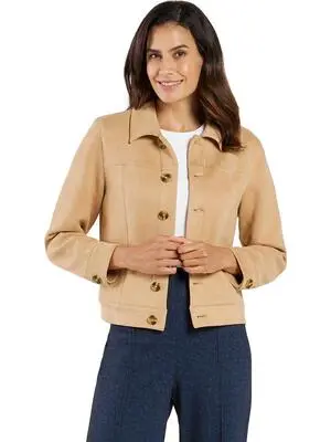 Jude Connally Faux Suede Classic Collar Jacket - Camel