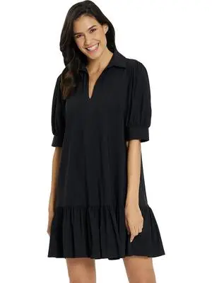 Jude Connally Tierney Dress With Puff Sleeves And Flounce Detail - Black
