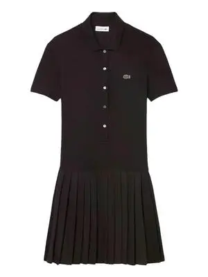 Lacoste Pleated Skirt Polo Collar Mini Dress - Brown