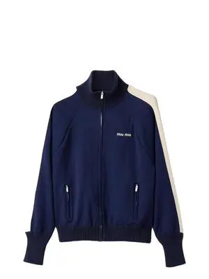 Miu Miu Double Weave Fabric Track Jacket - Blue/ivory