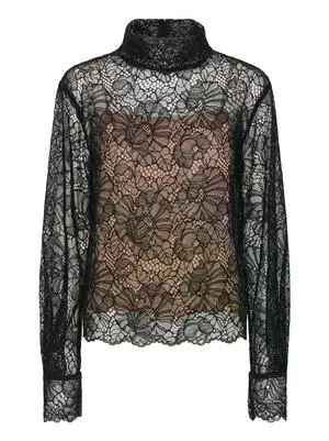 ROTATE BY BIRGER CHRISTENSEN Lace Long-sleeve Midi Dress - Black