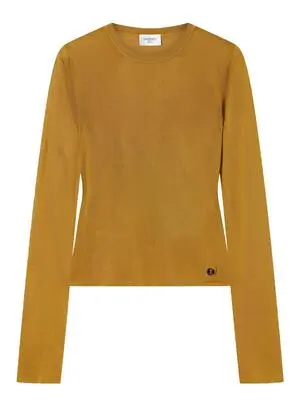 Saint Laurent Cassandre Embellished Knit T-shirt - Orange