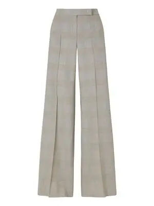 Max Mara Checked Wool Wide-leg Pants - Gray
