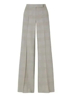 Max Mara Max Mara Checked Wool Wide-Leg Pants Gray