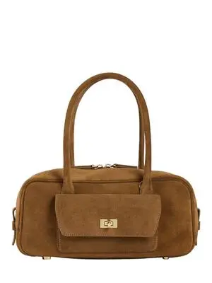 Sandro Ezmehralda Suede Bowling Bag - Beige