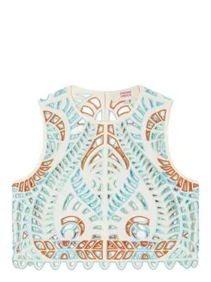 EMPORIO SIRENUSE Ada Brisé Mare Broderie Anglaise Top - Neutrals