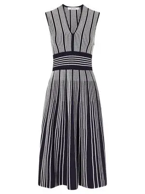 Max Mara Striped Knitted Dress - Black