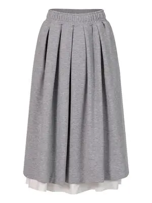 CLOTHES BY LOCKER ROOM Pleated Midi Skirt With Layered Hem - Grey