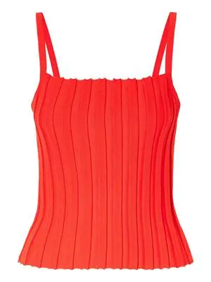 Staud Skye Ribbed Jersey Tank - Red