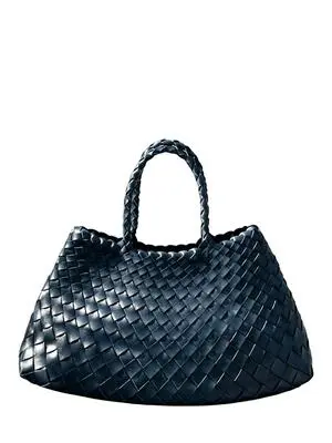RIMINI Woven Eco-leather Tote - Brown