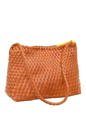 RIMINI Suzy Hand-woven Vegan Leather Shoulder Bag - Brown