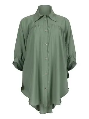CLOTHES BY LOCKER ROOM Oversized Shirt With Sculptural Sleeves - Green