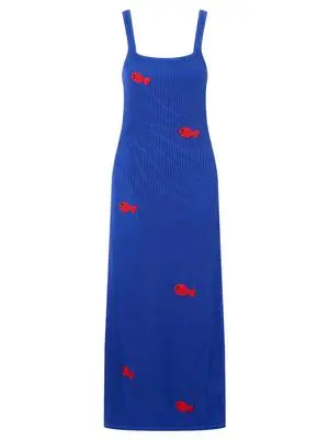 STAUD STAUD Pietro Crocheted Midi Dress With Fish Motif