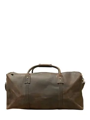 TOURI Genuine Leather Holdall Luggage Bag - Brown