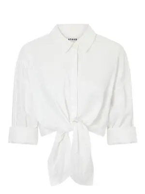 Staud STAUD Lisa Knotted Linen Shirt White