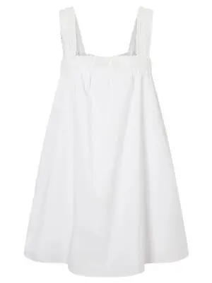 Staud Mariella Cotton-blend Mini Dress With Lace Trim - White