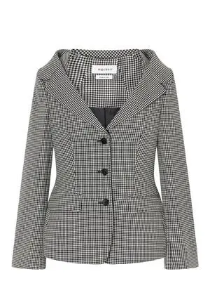 Alexander McQueen Gingham Wool Blazer With Exaggerated Lapels - Gray