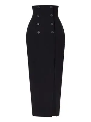 Khaite Luiza Crepe Midi Skirt - Black