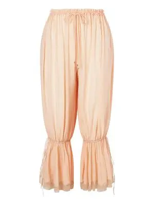Chloé Ruffled Lace-trimmed Silk-charmeuse Pants - Orange