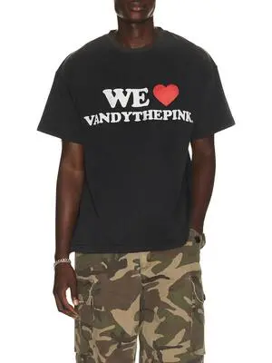 VANDYTHEPINK We Love Vtp Tee In Black - Washed Black
